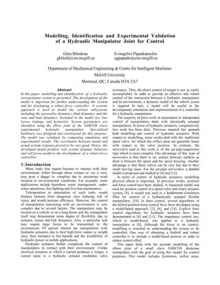 Modelling, identification and experimental validation of a hydraulic manipulation joint | PDF