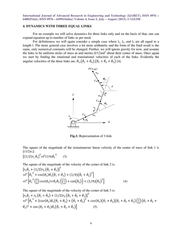 Modelling of flexible link manipulator dynamics using rigid link theory with | PDF