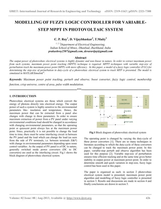 Modelling of fuzzy logic controller for variable step mppt in photovoltaic system - copy (2 ...