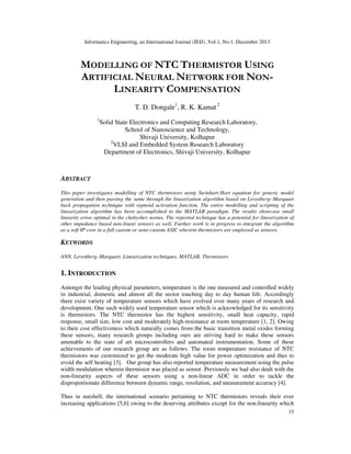 Modelling of ntc thermistor using artificial neural network for non linearity compensation | PDF