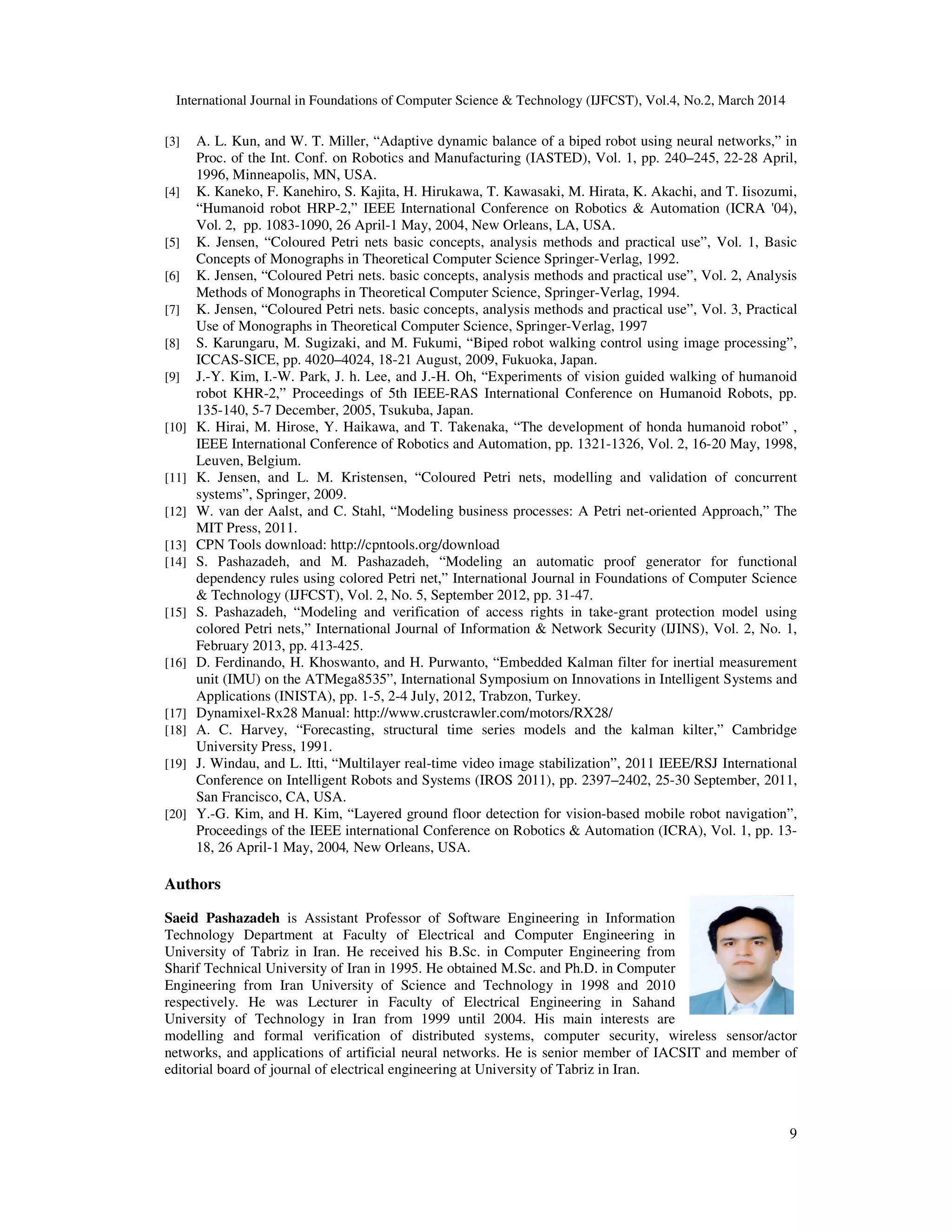 Modelling Of Walking Humanoid Robot With Capability Of Floor Detection
