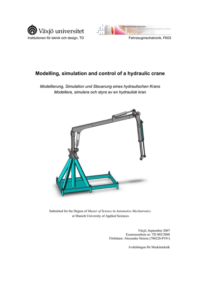 Modelling, simulation and control of a hydraulic crane | PDF