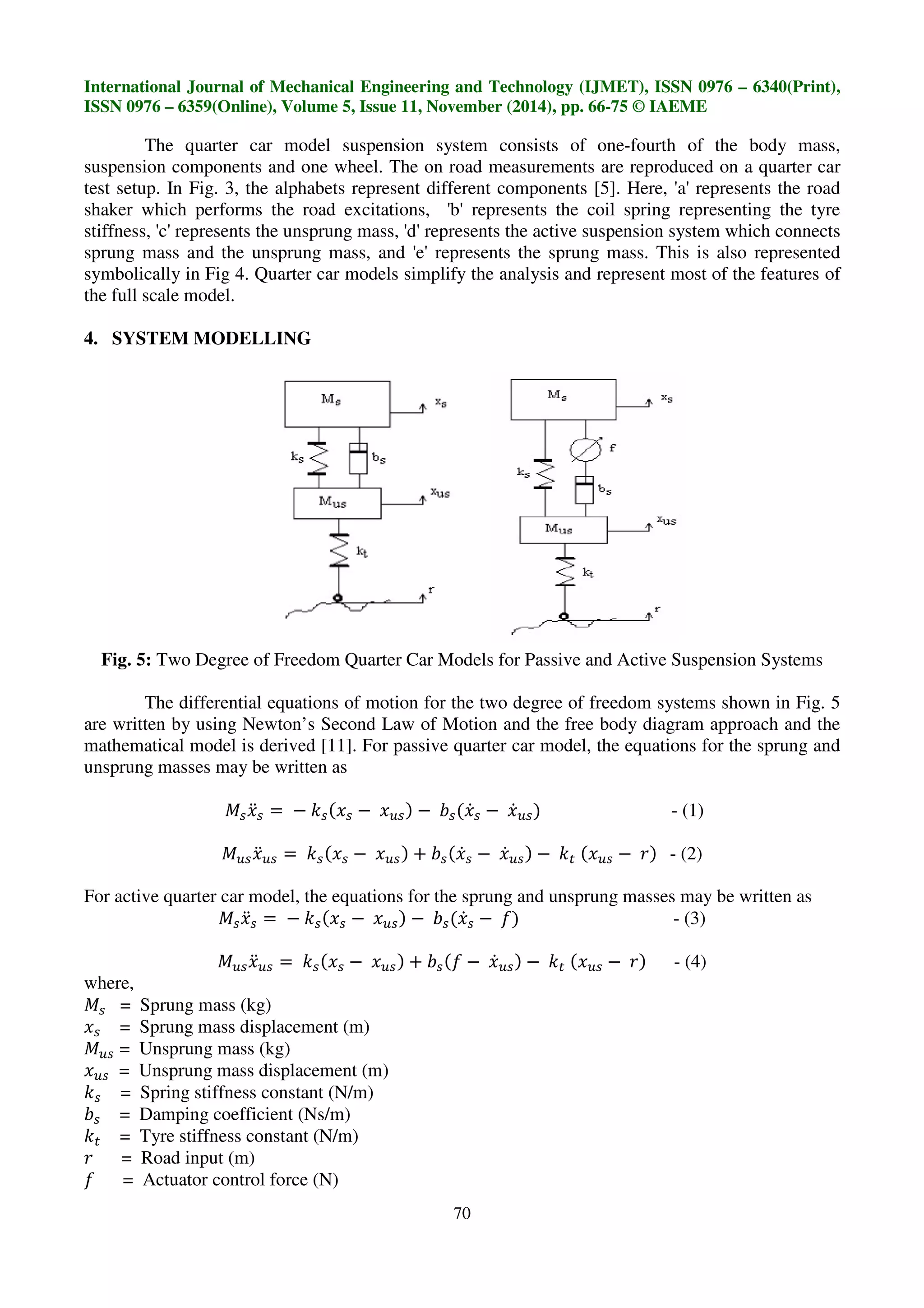 Modelling simulation and control of an active suspension system | PDF