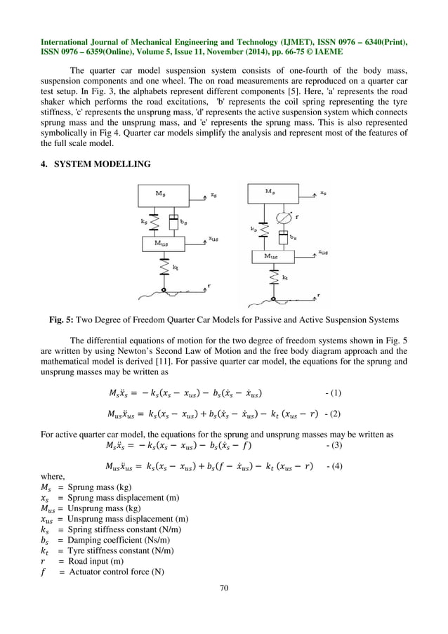 Modelling simulation and control of an active suspension system | PDF