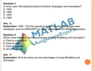 Modelling & Simulation Assignment Help | PPT