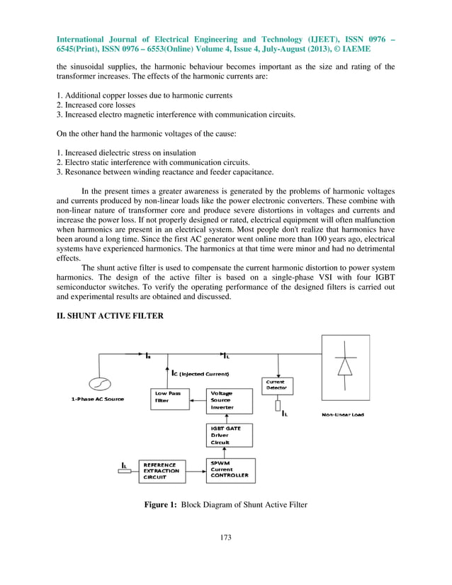 Modelling & simulation of active shunt filter for compensation of ...