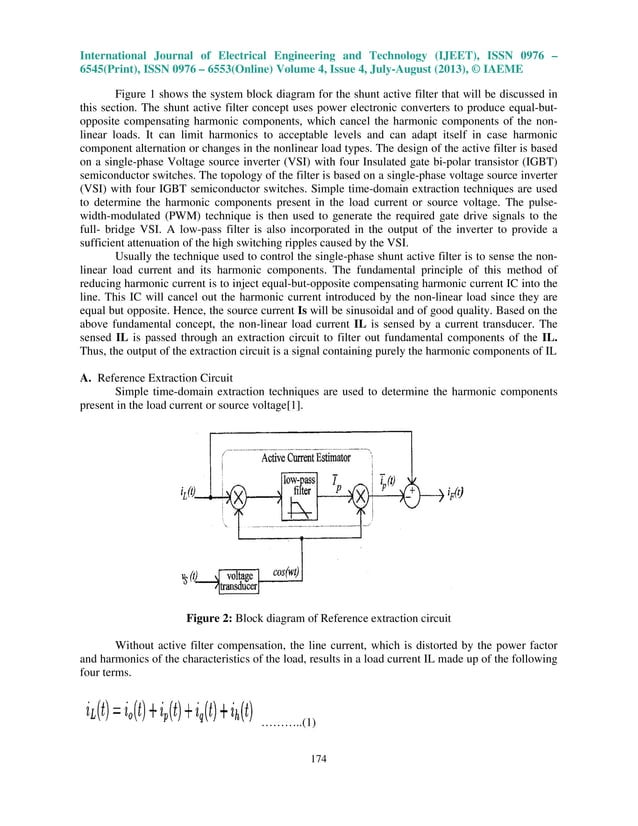 Modelling & simulation of active shunt filter for compensation of system harm | PDF