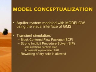 MODELLING THE GROUNDWATER FLOW IN THE CATCHMENT OF THE AL-HAZA OASIS | PPT