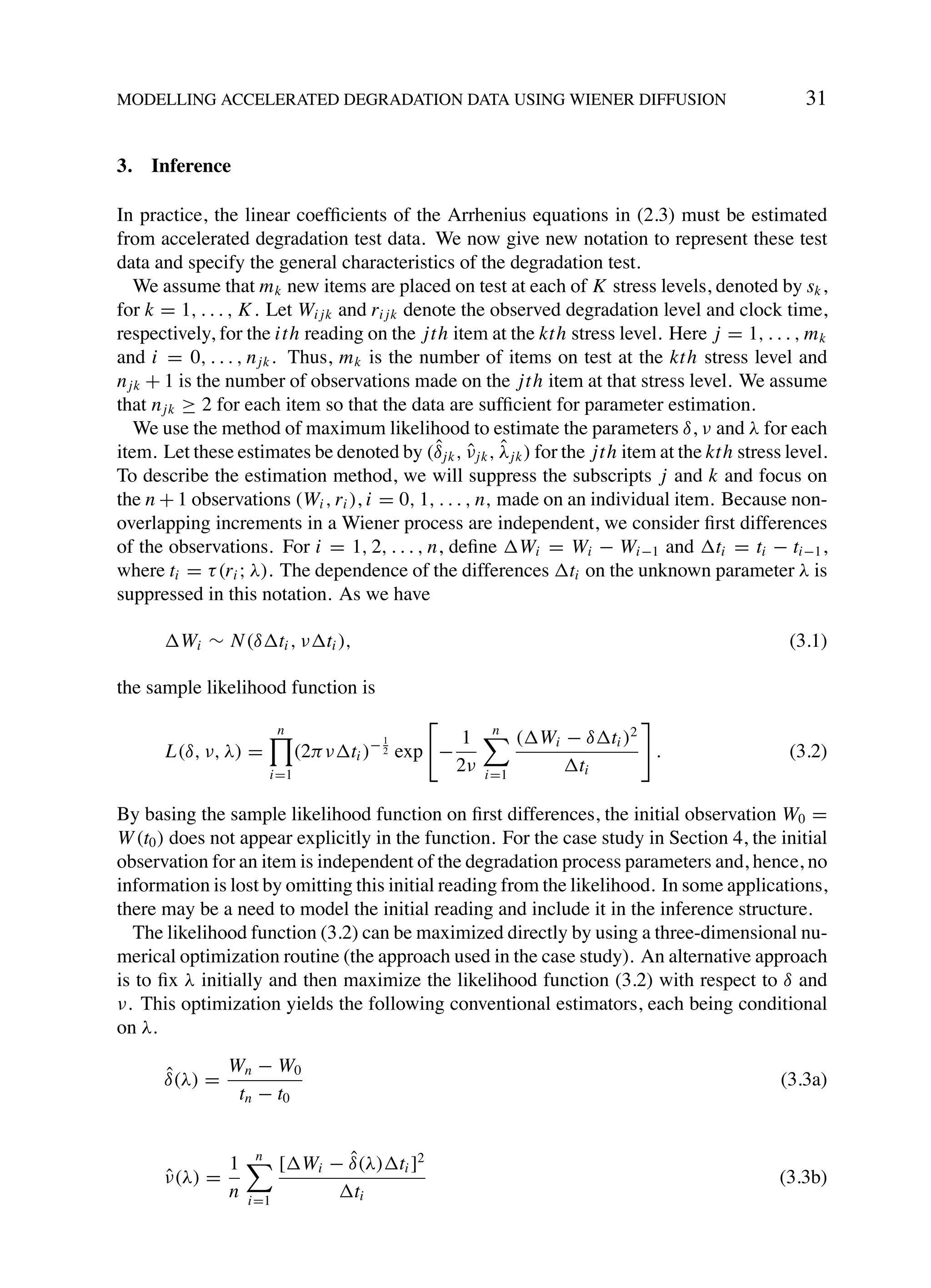 Modeling Accelerated Degradation Data Using Wiener Diffusion With A