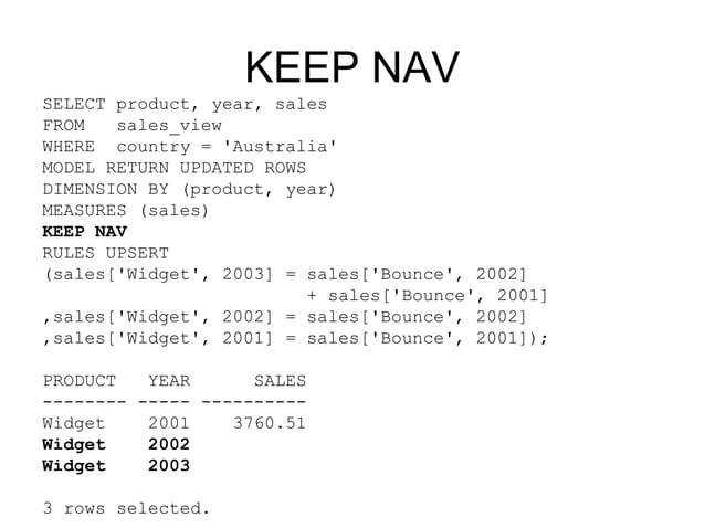 Oracle Sql Model Clause Ppt Databases Computer Software And