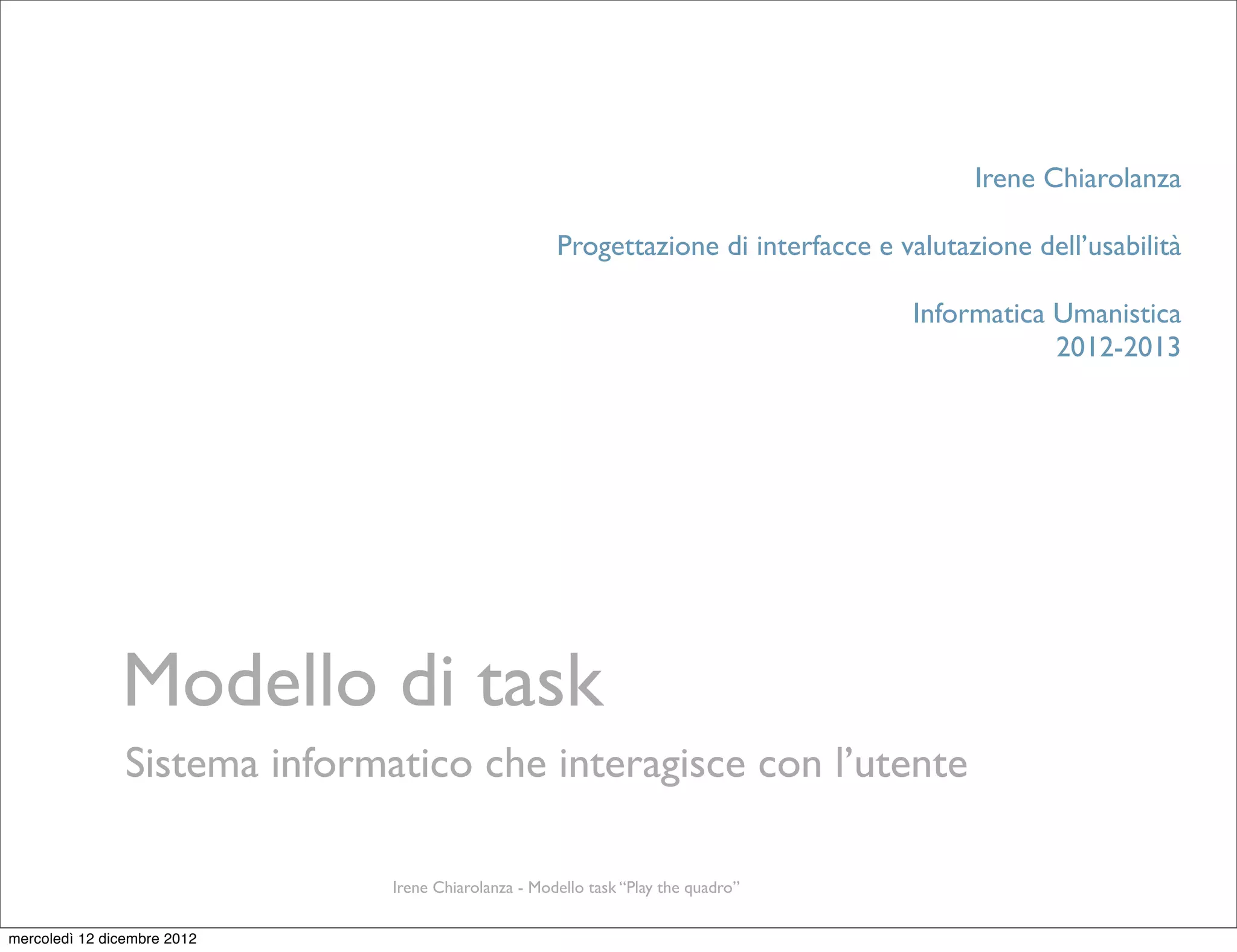 Modello di task - Irene Chiarolanza | PPT