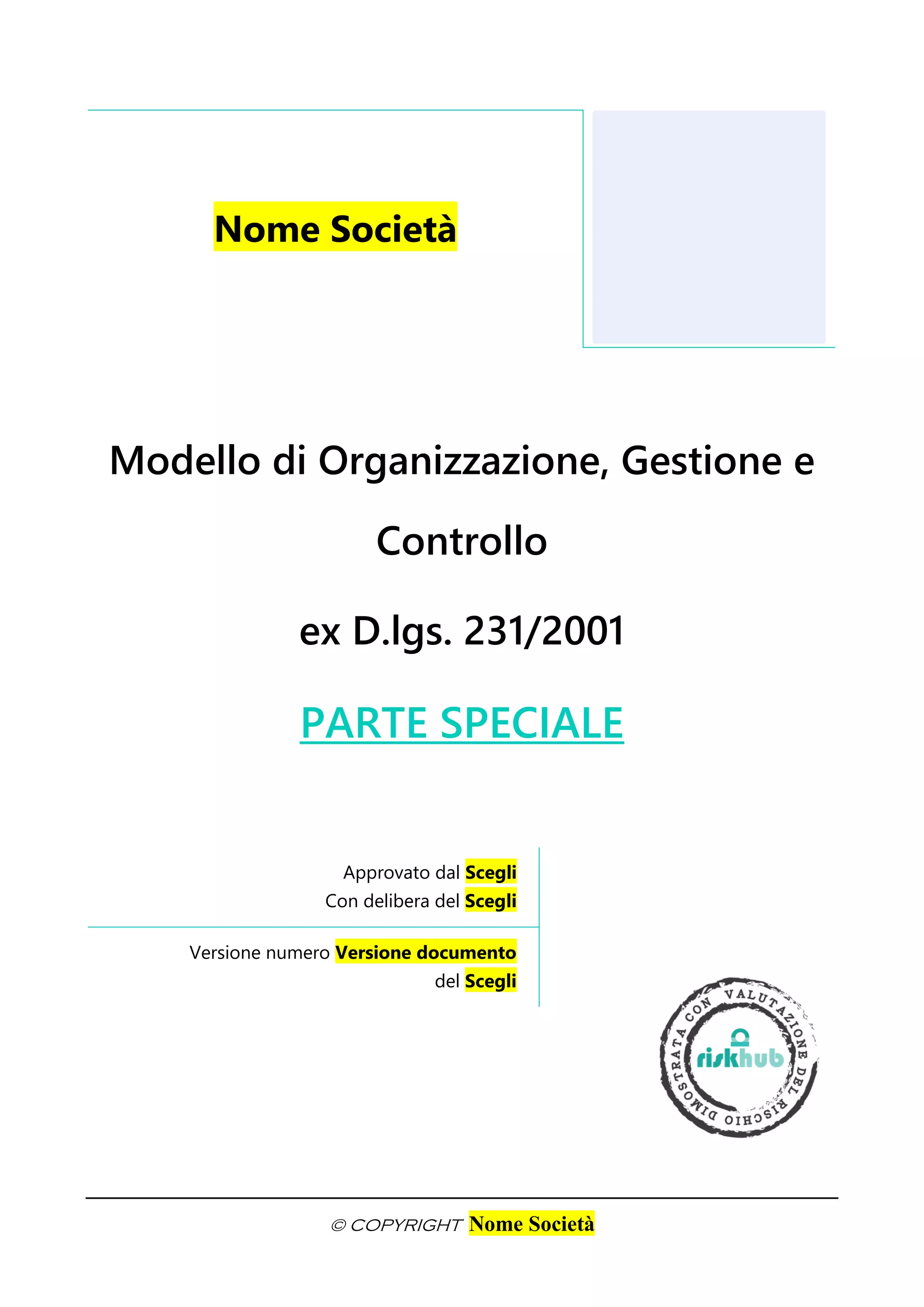 Modello 231 parte speciale (r01 gen-19) | PDF