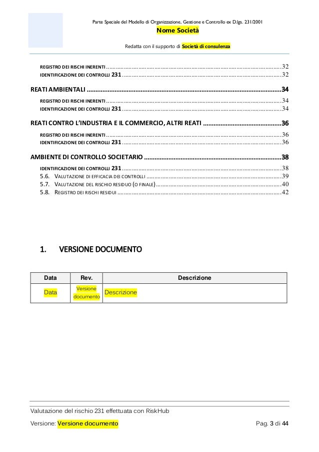 Modello 231 parte speciale (r01 gen-19)