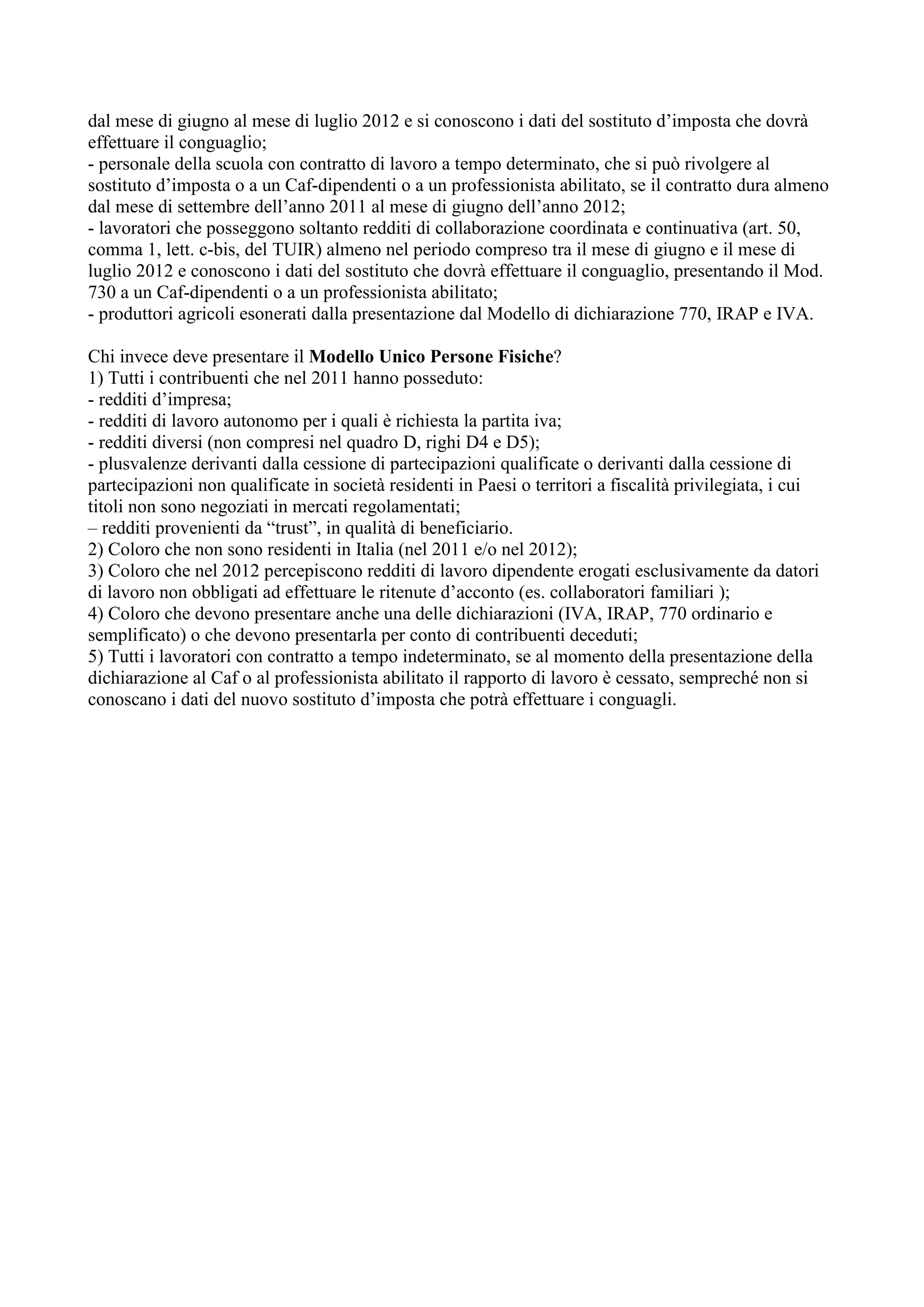 STUDIO NATILLO / Modello 730 o modello unico persone fisiche | PDF