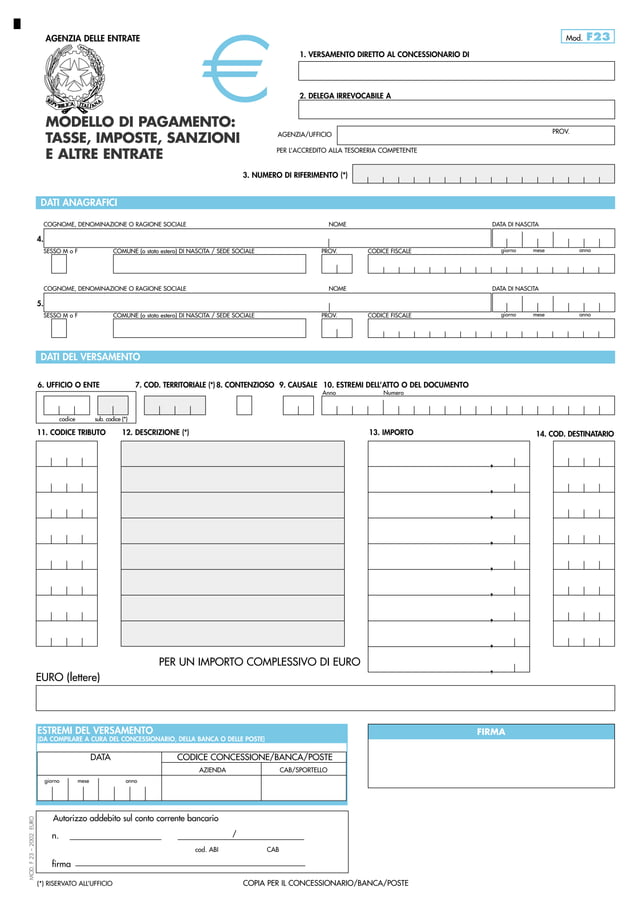 Modello f23 compilabile1 | PDF | Personal Taxes | Personal Finance
