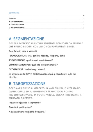 Modello STP per startup - Corso Marketing | PDF