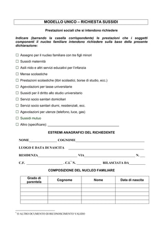 ANTEPRIMA MODULO DI RICHIESTA S.C.E.F. | PDF