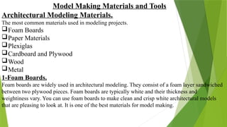 Model making materials and their types and uses | PPTX