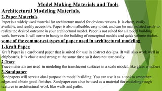 Model making materials and their types and uses | PPTX