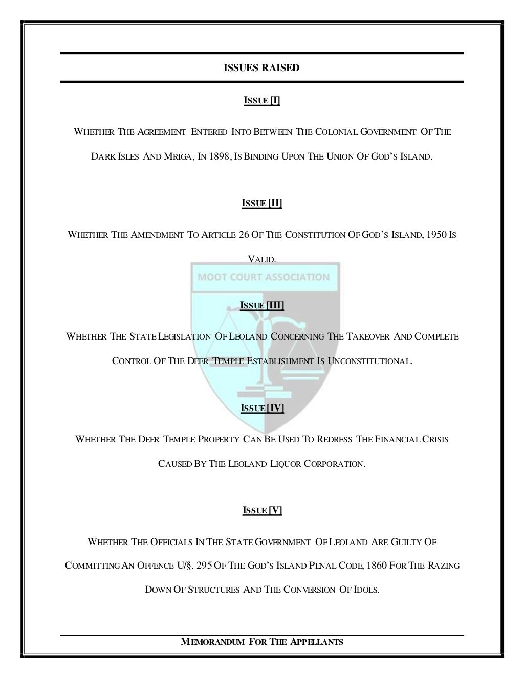 Legal Memorial Example