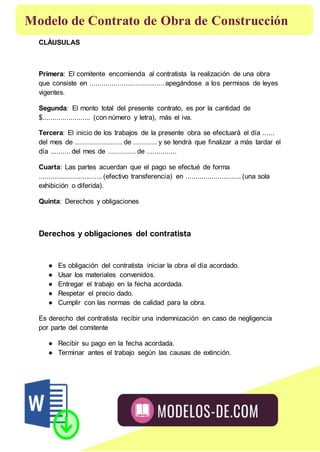 Modelo De Contrato De Construcci N De Casa