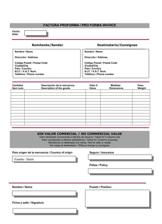 Modelo factura-proforma | DOC