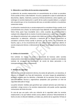 Modelo de NDA gratis - Contrato de Confidencialidad y Secreto | DOCX