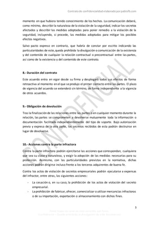 Modelo de NDA gratis - Contrato de Confidencialidad y Secreto | DOCX