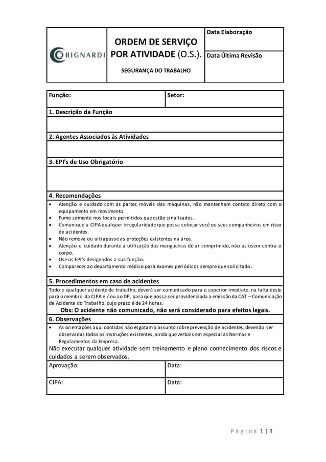 Modelo 2 - Ordem de serviço