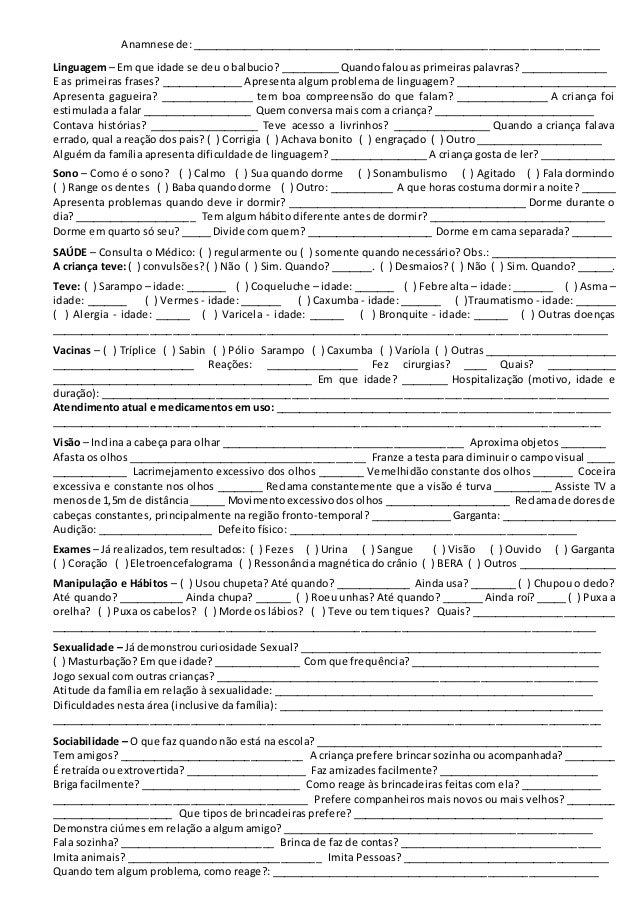 Modelo anamnese psicologia autista tea