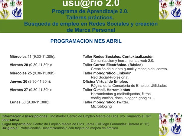 Proyecto usu@rio2.0. Calendario Abril. | PDF