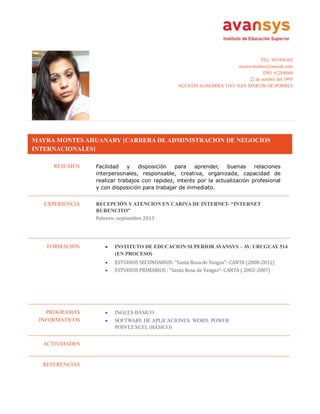 Modelo cv mayra | PDF