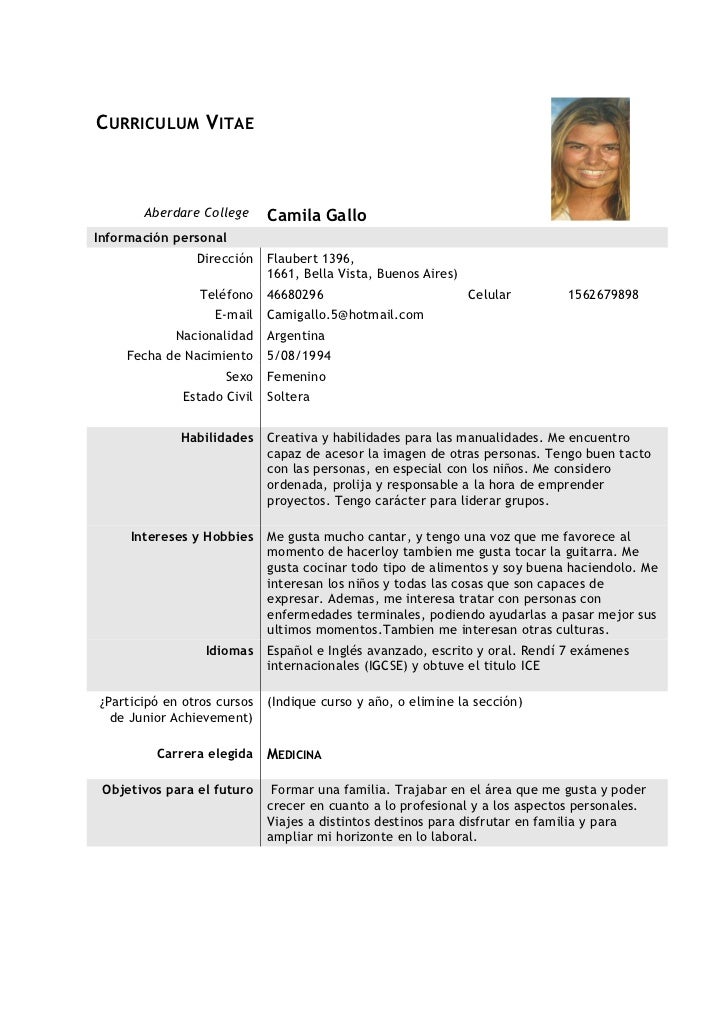 Modelo De Curriculum Vitae Argentina - Modelo De Curriculum Vitae