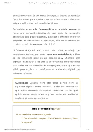 Modelo cynefin framework_ ¿Qué es cynefin y cómo se aplica_ - Francisco ...