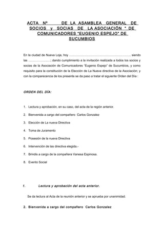 Modelo De Acta De Junta Directiva