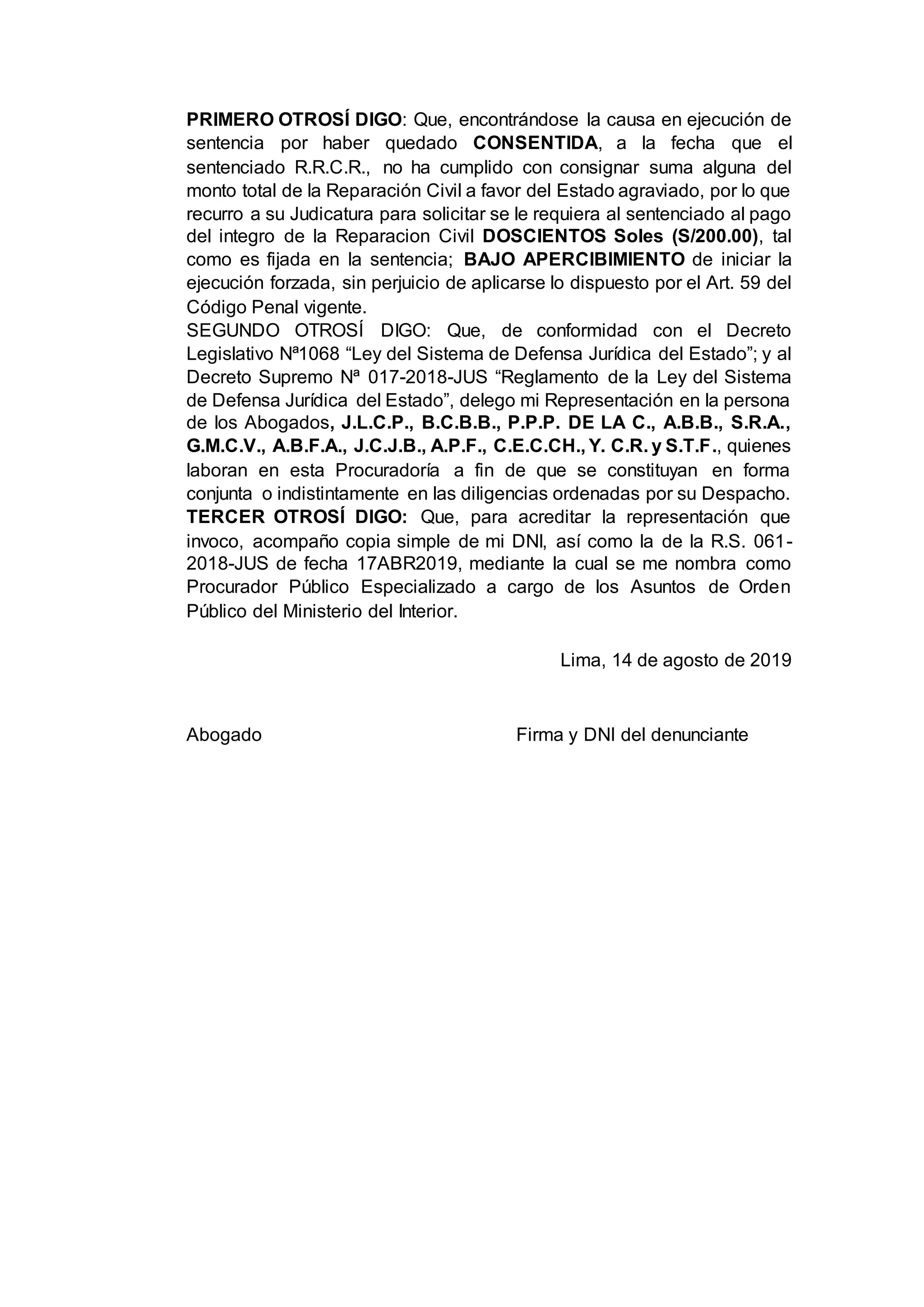 Modelo de apersonamiento, fijación de nuevo domicilio procesal y ...