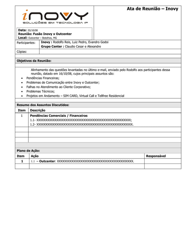 Modelo De Ata De Reuniao