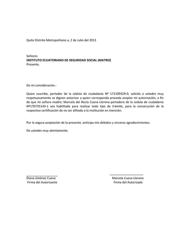Modelo de autorizacion de una persona a otra | PDF Modelo de autorizacion de una persona a otra | PDF