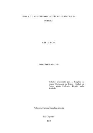 Modelo de capa trabalhos | PDF
