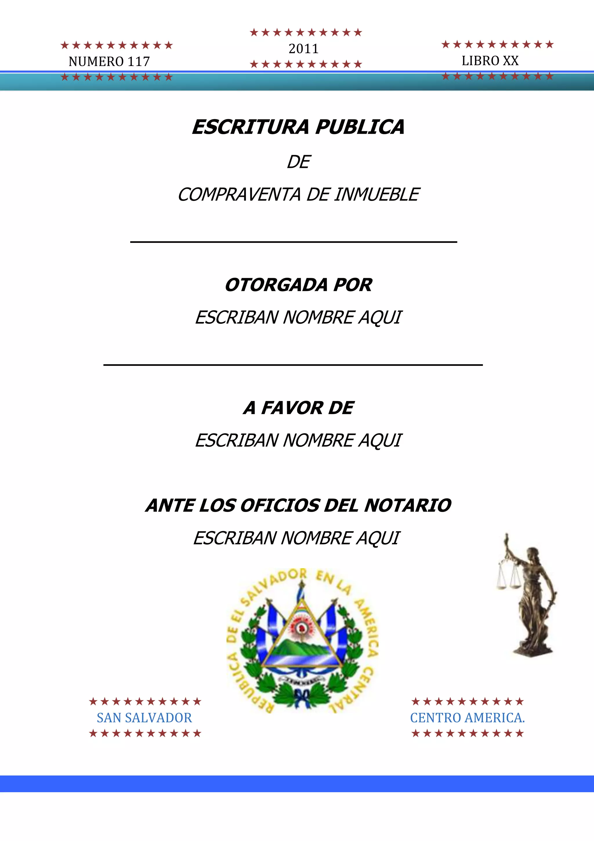 Modelo de caratula escritura publica | DOCX