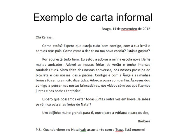Modelo de carta formal e informal com exemplos