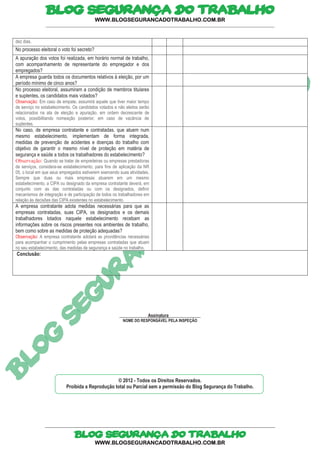 Modelo de check list cipa (nr 5) - blog segurança do trabalho | PDF