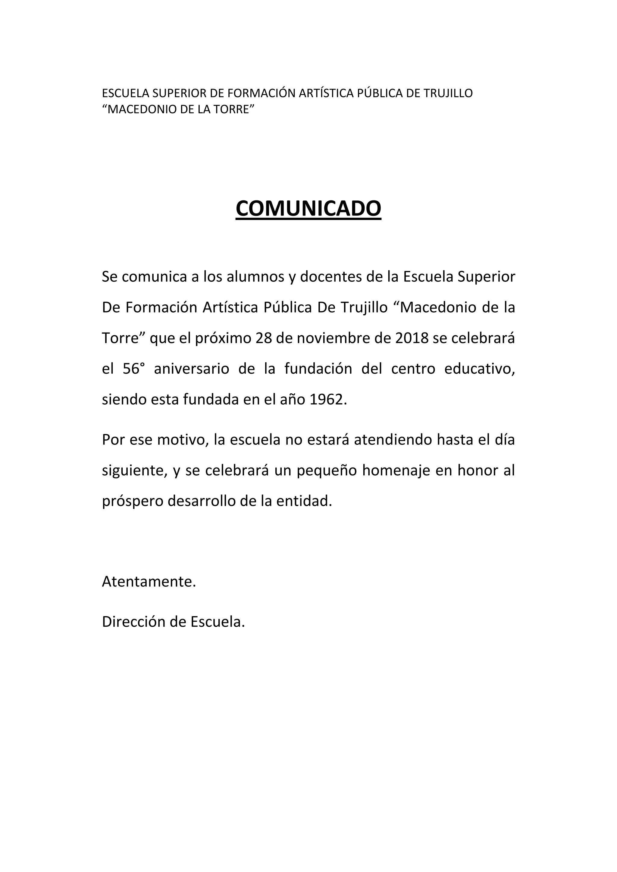Modelo de comunicado | PDF