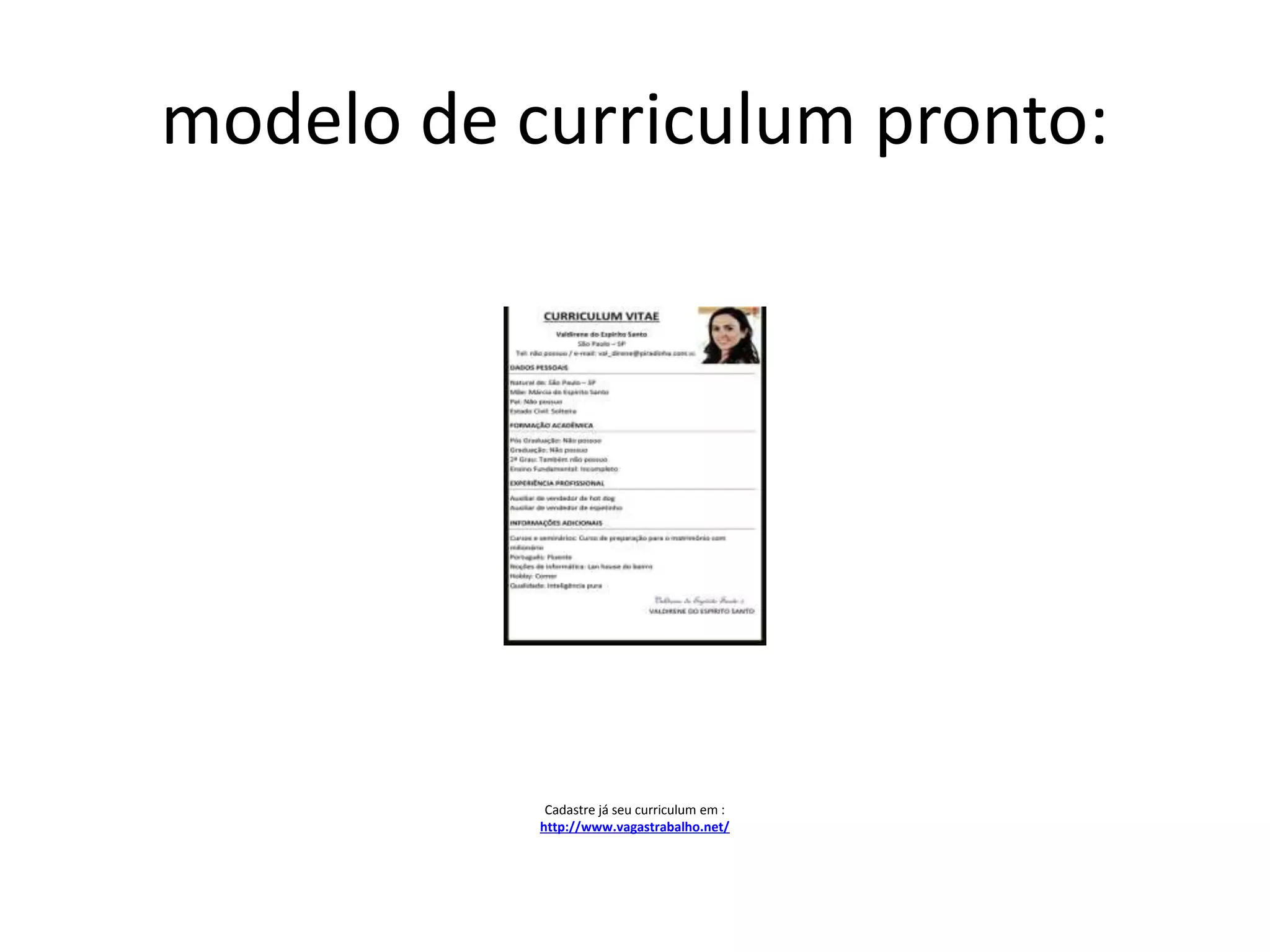 modelo de curriculum vitae ideal | PPTX