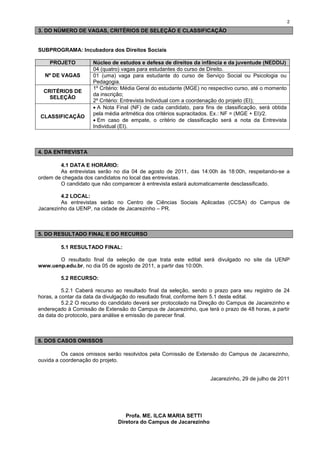 Modelo de edital da proec para seleção no usf de estudantes de ...