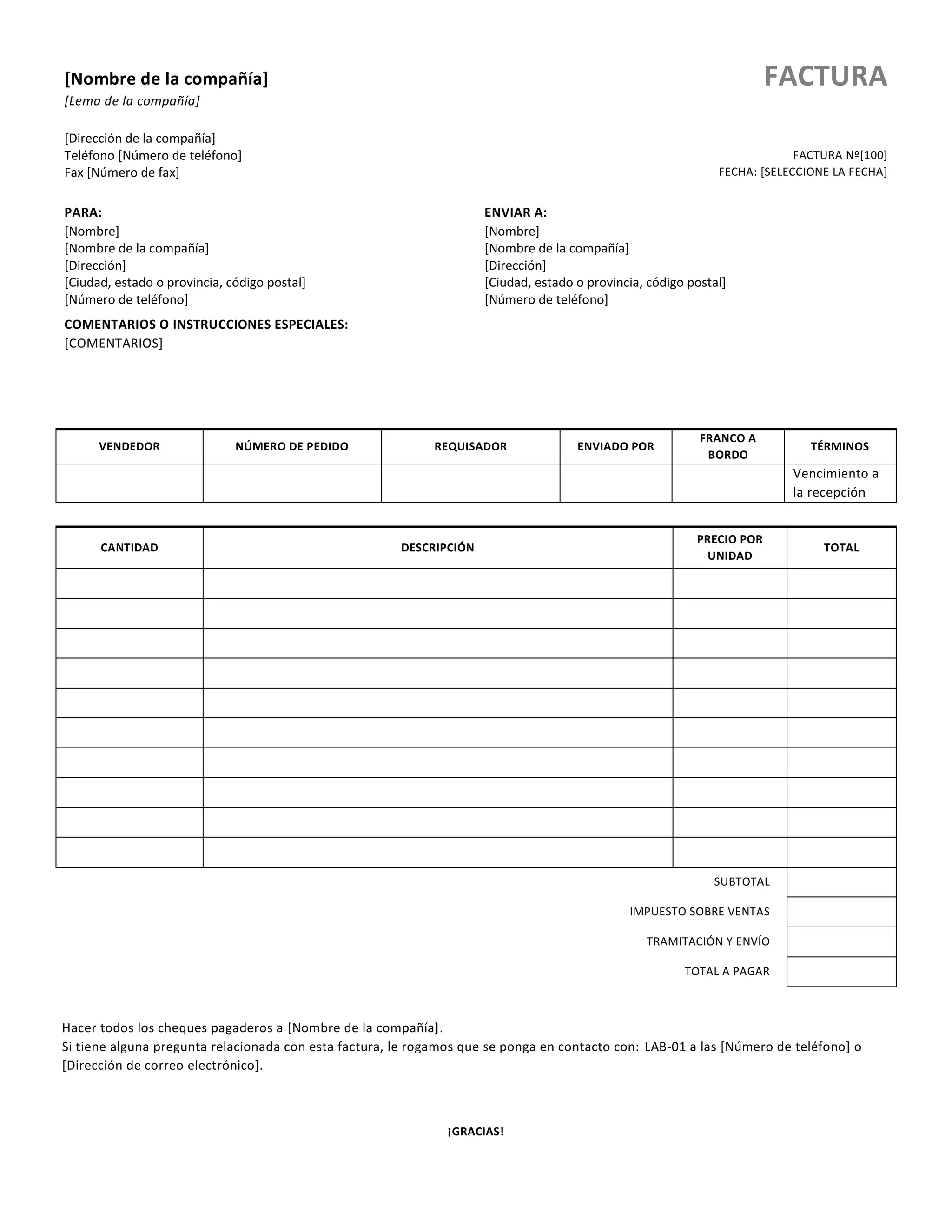 Modelo de factura | DOCX