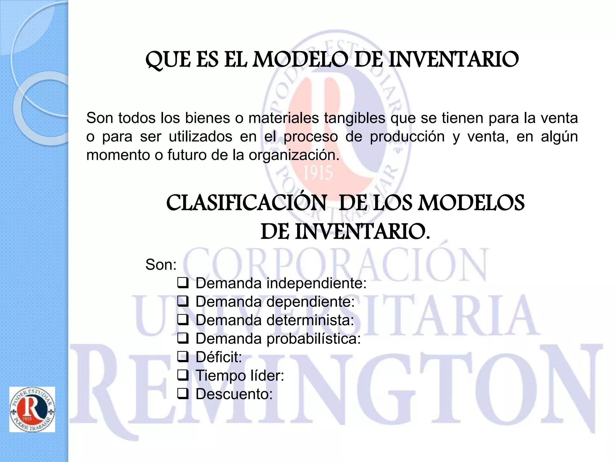 Modelo de inventarios y tipos de inventarios. | PPTX