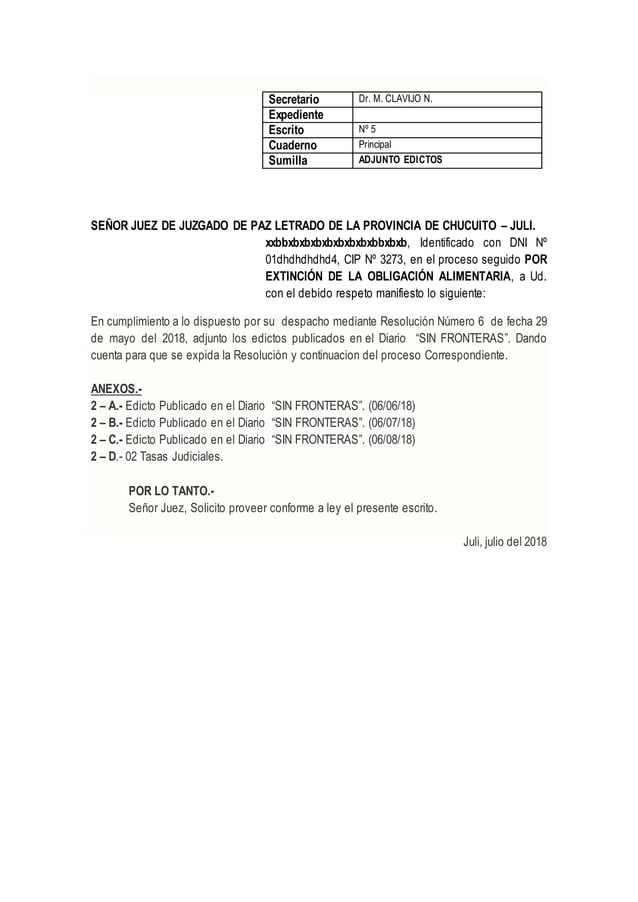 Modelo De Carta Adjuntando Documentos