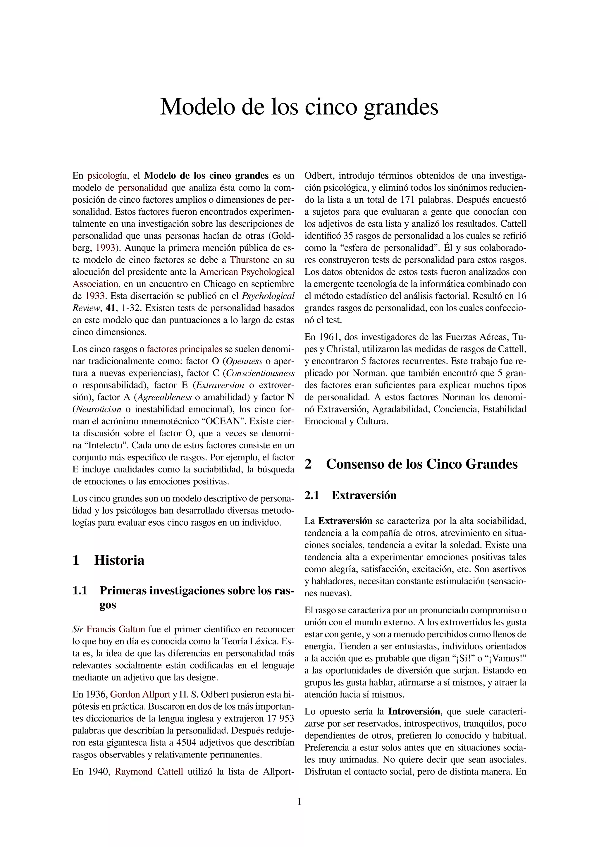 Modelo de los cinco grandes | PDF