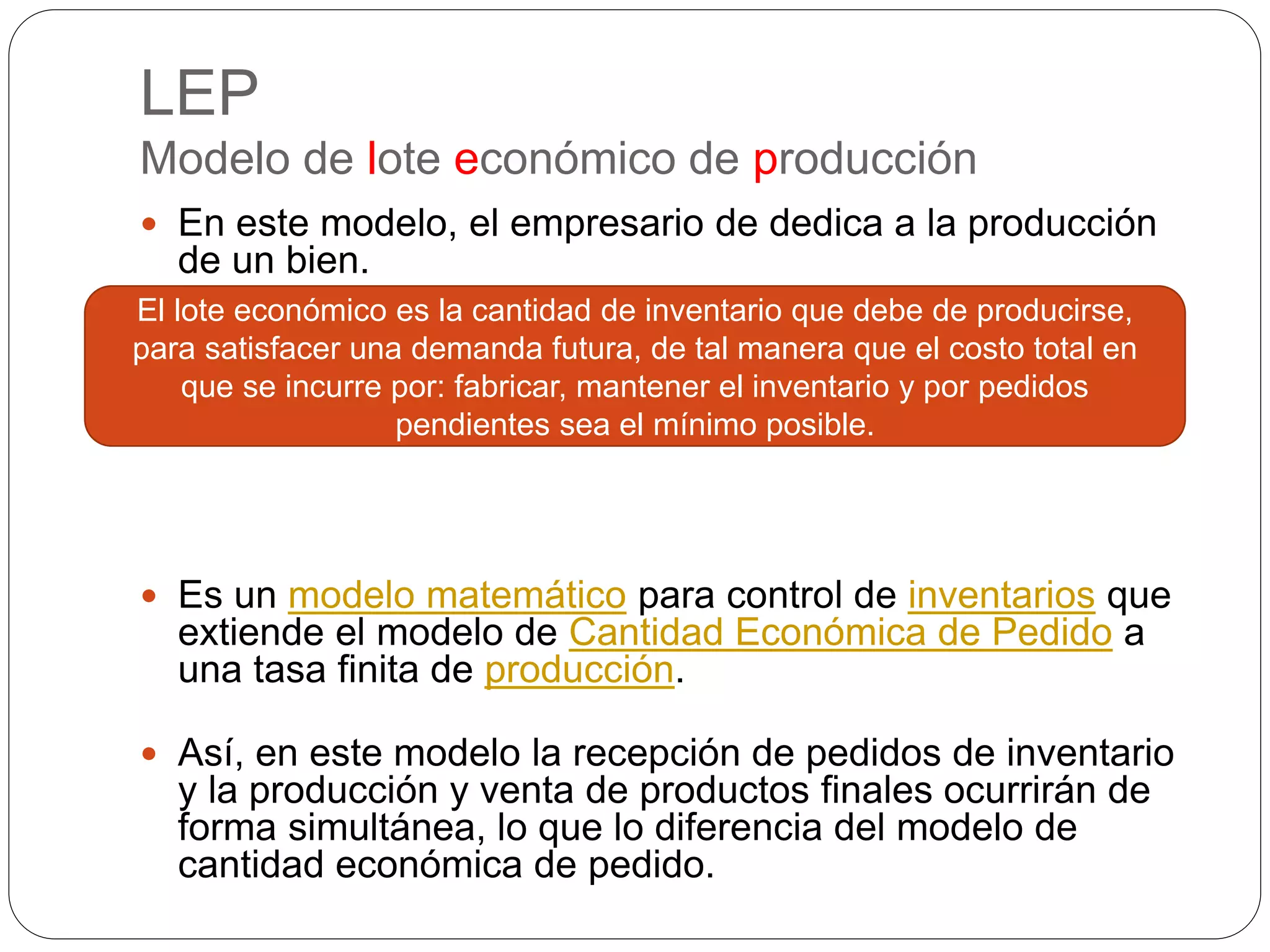Modelo de lote económico de producción y modelo | PPTX